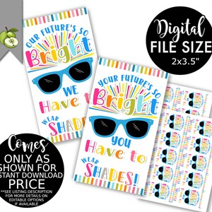 Your Future's so Bright Gift Tags, Classroom Sunglasses Printable ...