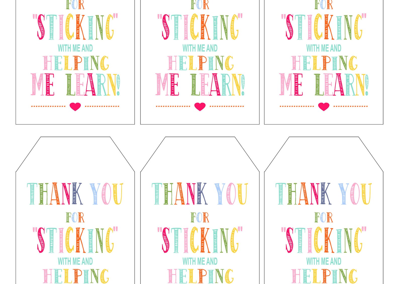 Thank You for Sticking With Me and Helping Me Learn Gift Tag - Etsy