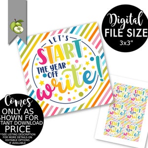Let's Start the Year Write, Back to School Pencil Favor Gift Tag, Pen ...