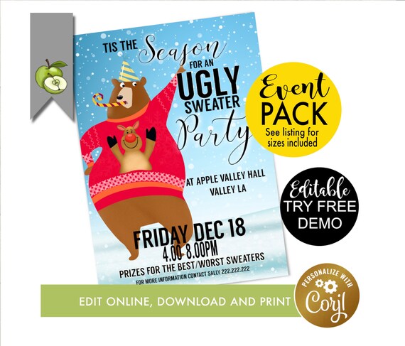 Paper & Party Supplies Who wore it worst? Christmas Party Invite DIY ...