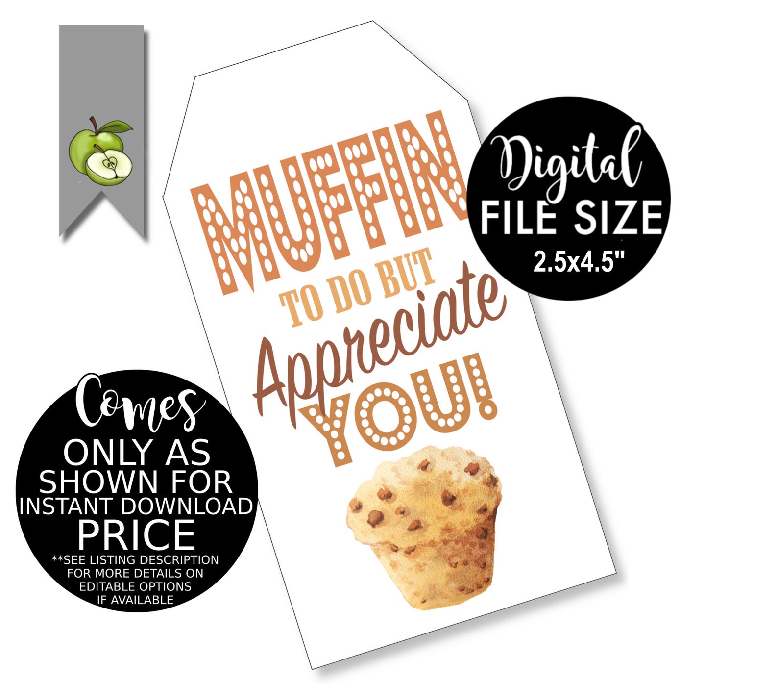 Muffin Tags Muffin Appreciation Tags. Appreciation Gift Tag - Etsy