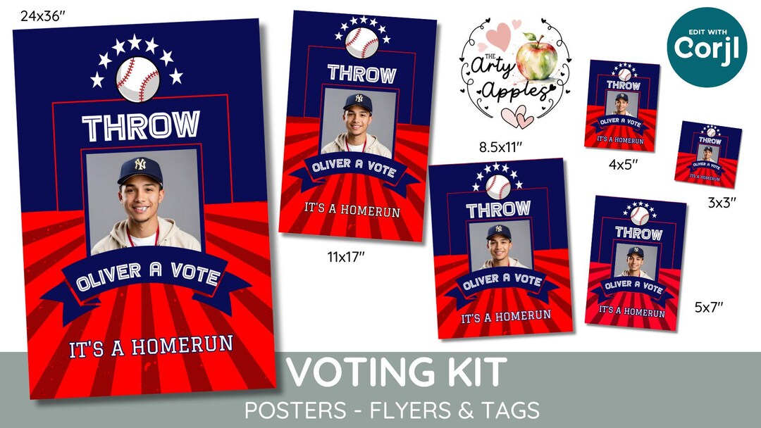 Editable Election Baseball Campaign Poster, Class Voting Flyer, Class ...