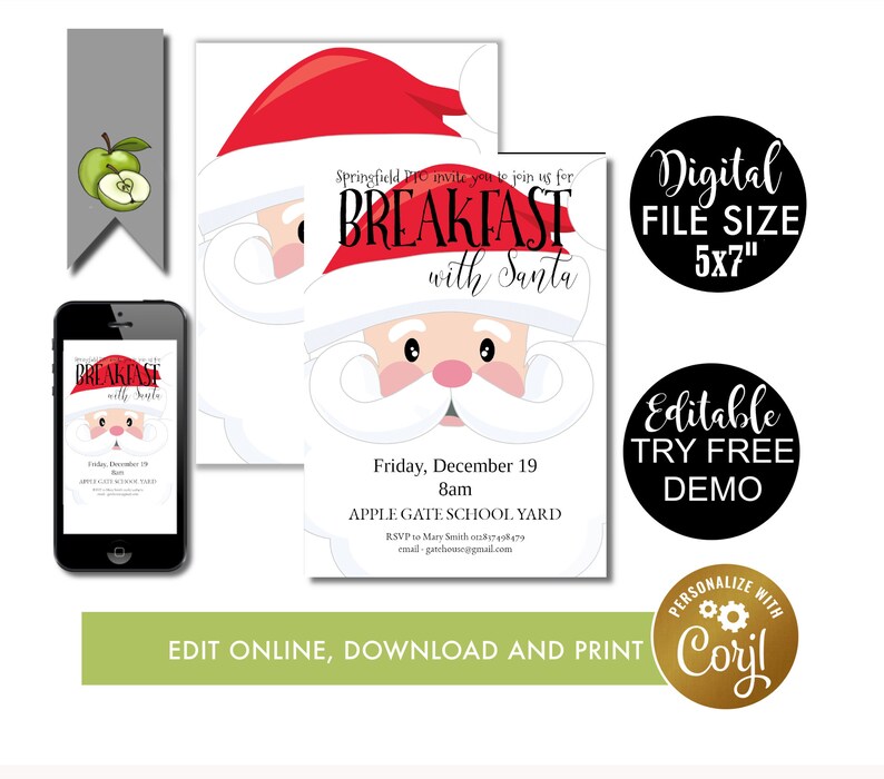 Breakfast With Santa Flyer and Poster Breakfast With Santa | Etsy