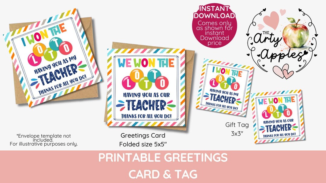 I/WE Won the Lotto Having You as My Teacher, Lotto Teacher Gift Tags ...
