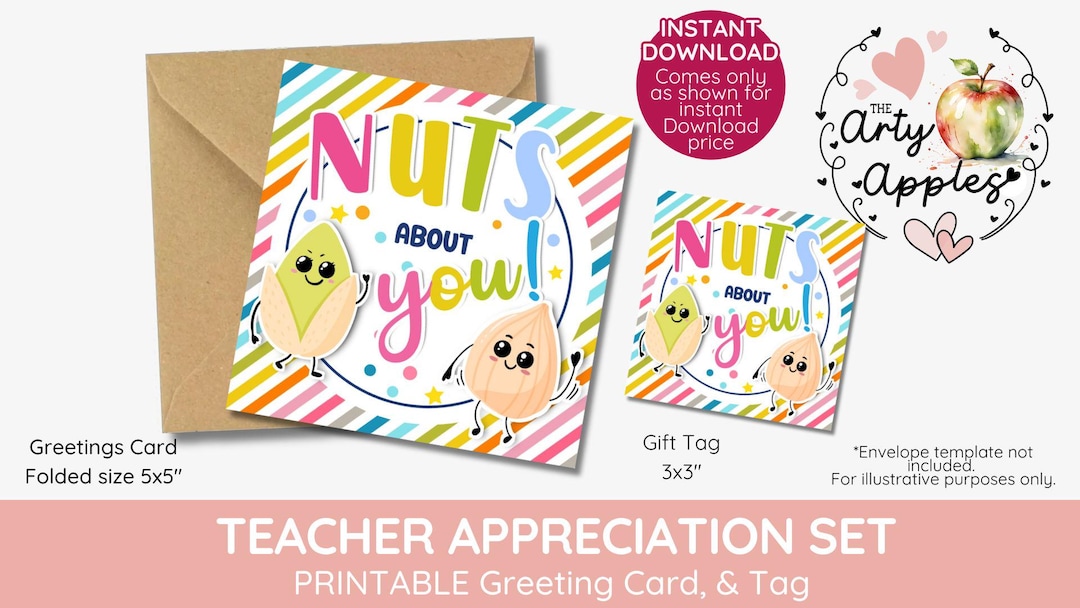 We're Nuts About You Gift Tag, Employee Appreciation, Teacher ...