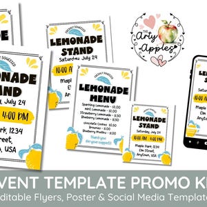 Editable Lemonade Stand Flyer, Template Lemon Sale & Menu Sign ...