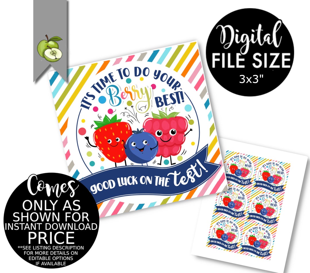 It's Time to Do Your Berry Best Testing Day Printable Classroom Gift ...