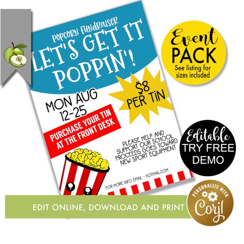 EDITABLE Movie Night Flyer Printable PTA PTO Flyer School - Etsy