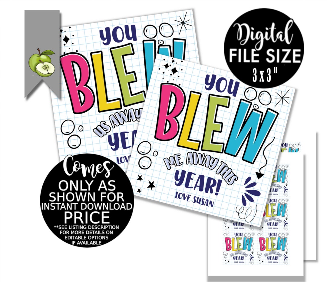 Blew Me Away, Summer Bubbles Gift Tag, Teacher Graduation Gift Tags ...