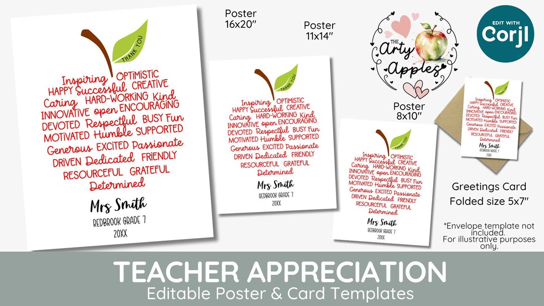 Editable Apple for Class Gift Card, Teacher Appreciation Apple Gifts ...