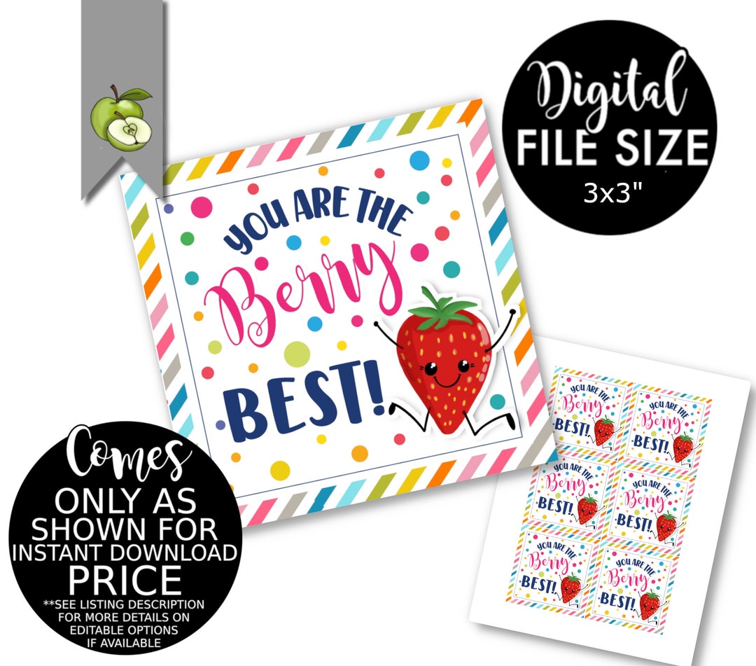 You Are the Berry Best Gift Tag, Thank You, Strawberry Teacher ...