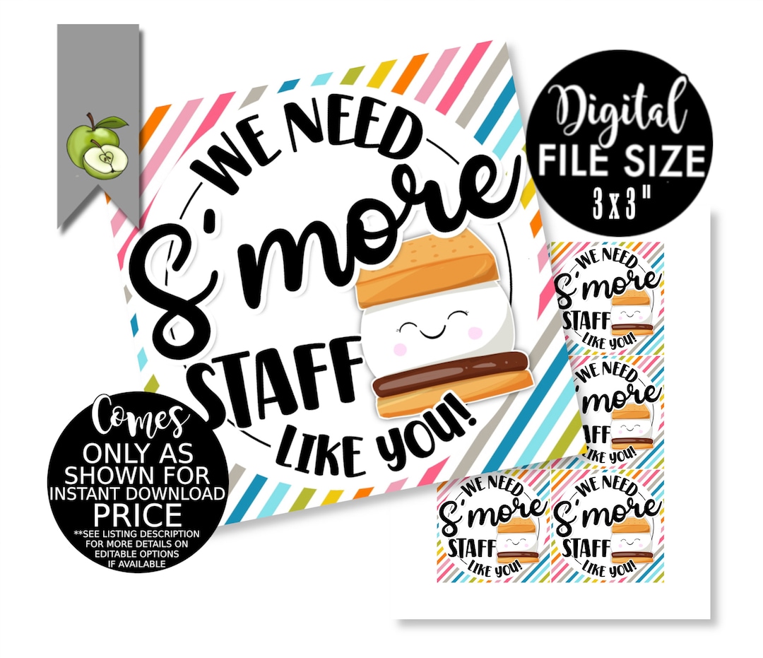 S'more Staff Like You Gift Tags Printable, Staff Gift, Staff Picnic, We ...