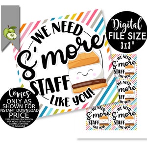 S'more Staff Like You Gift Tags Printable, Staff Gift, Staff Picnic, We ...