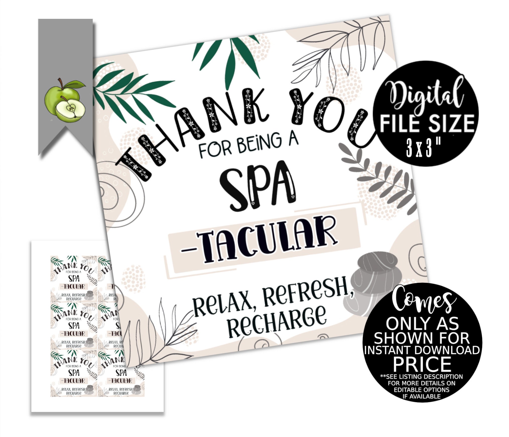 Spa Thank You Gift Tag Spa Day Treat Yourself Volunteer - Etsy