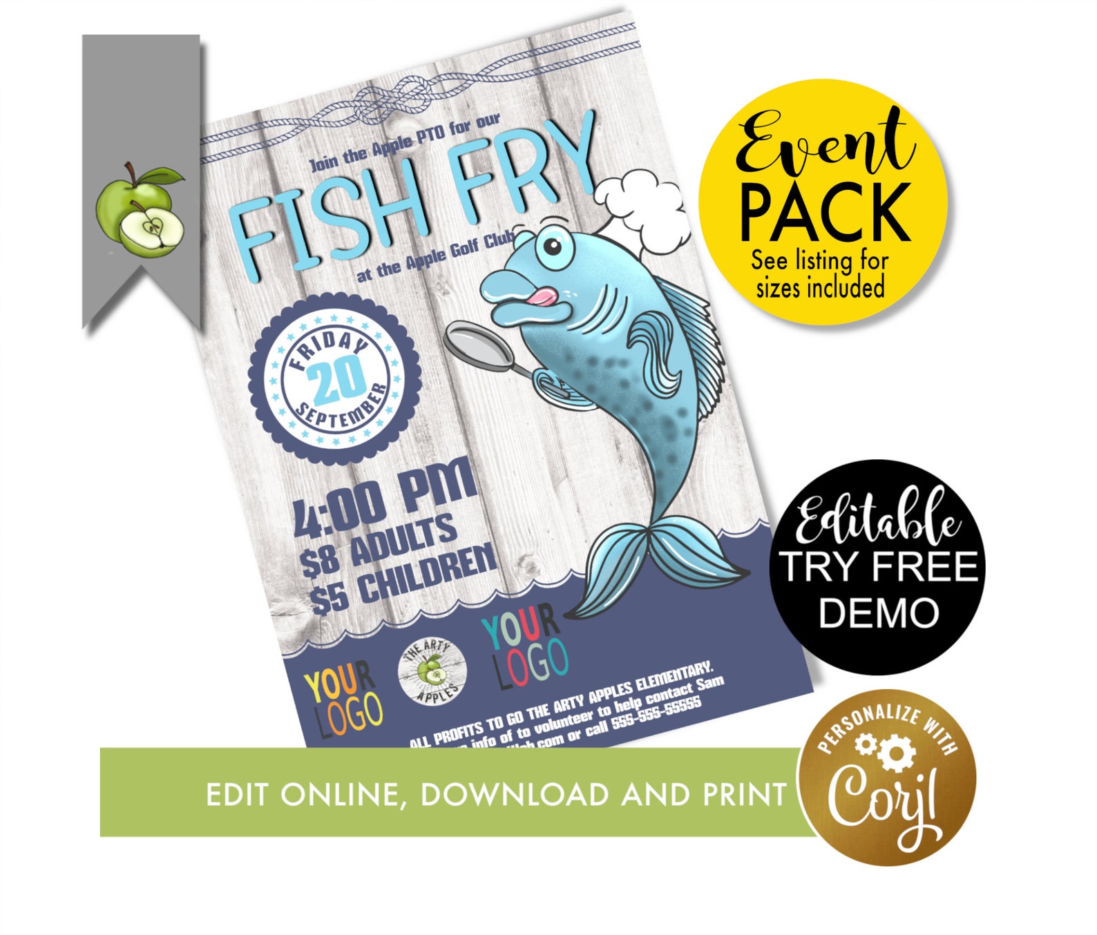 Fish Fry Fundraising Flyer Fish Fry Invitation Editable - Etsy