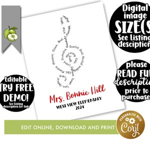 Editable Music Teacher Appreciation Template, Thank You Sheet Music ...