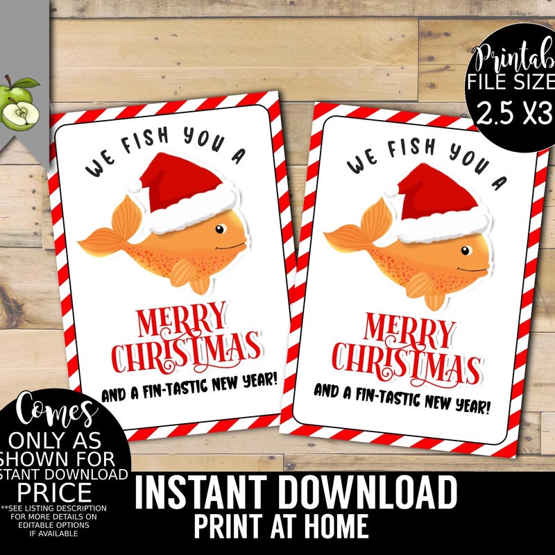 Gold Fish Christmas Card - Etsy