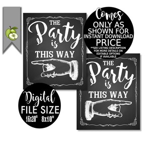 Party This Way Sign, Pointing Finger in Both Directions, Party Sign ...