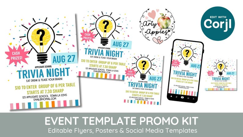 Trivia Night Flyer, Quiz Event, PTA PTO Printable (digital Template) - Etsy
