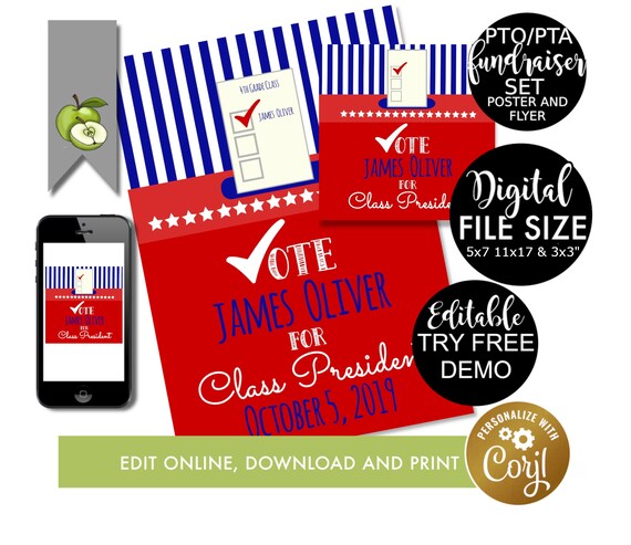 Class voting flyer class president vice president pta | Etsy