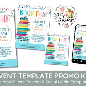 Editable Book Fair Template, PTO PTA Event Poster Template, Book Sale ...