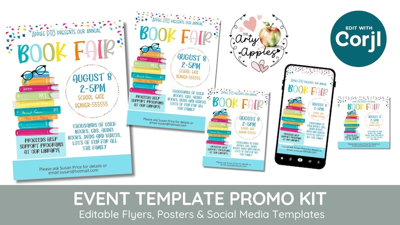 Editable Book Fair Template, PTO PTA Event Poster Template, Book Sale ...