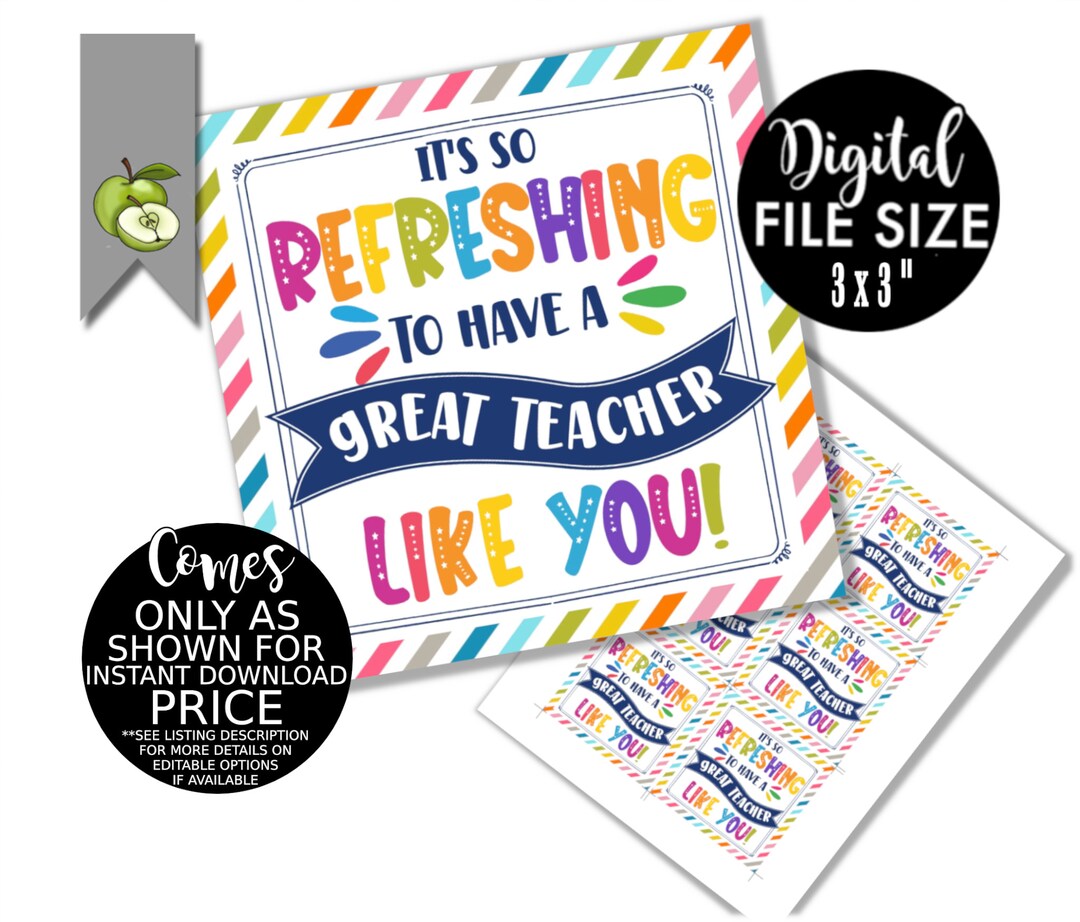 Teacher Refreshing Great Teacher Gift Tags, Pto Back to School, Teacher ...