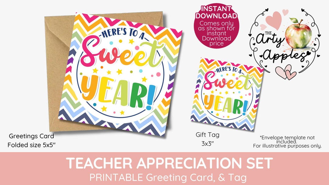 Here's to a Sweet Year Printable Gift Tag, Sweet Treat, Back to School ...
