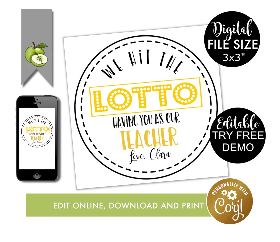 We hit the LOTTO having you as our teacher gift tags | Etsy