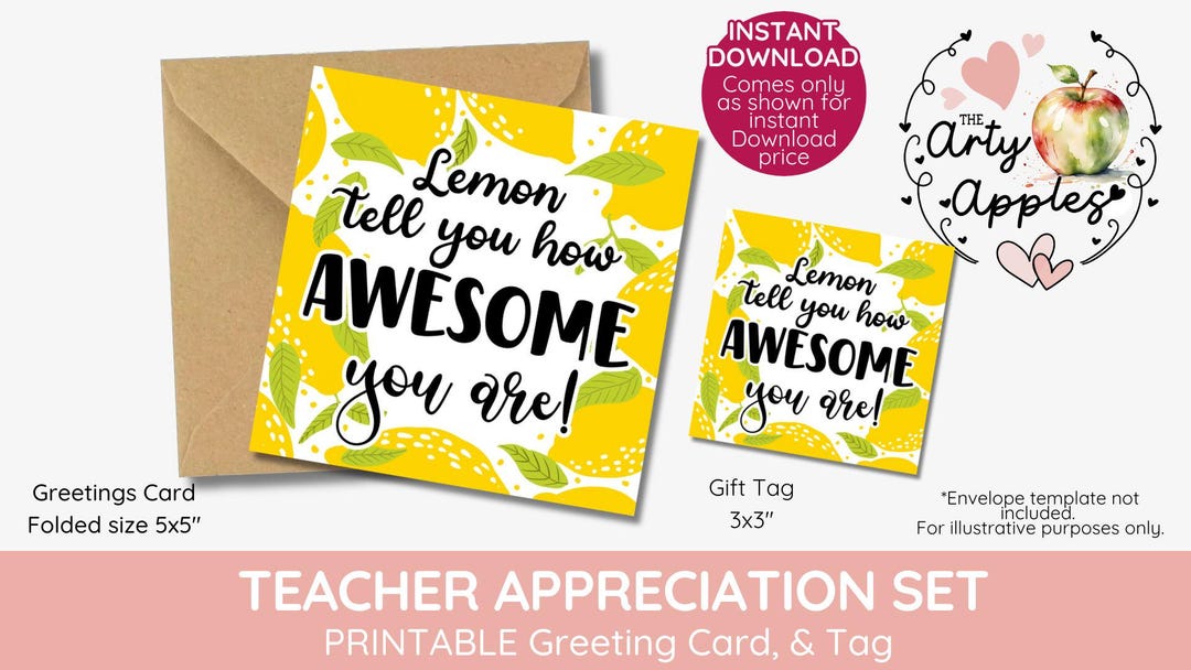 Lemon Gift Tags & Greetings Card, Lemon Tell You How Awesome You Are ...