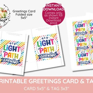 You Light My Path for Learning Gift Tag and Card, Teacher Appreciation ...