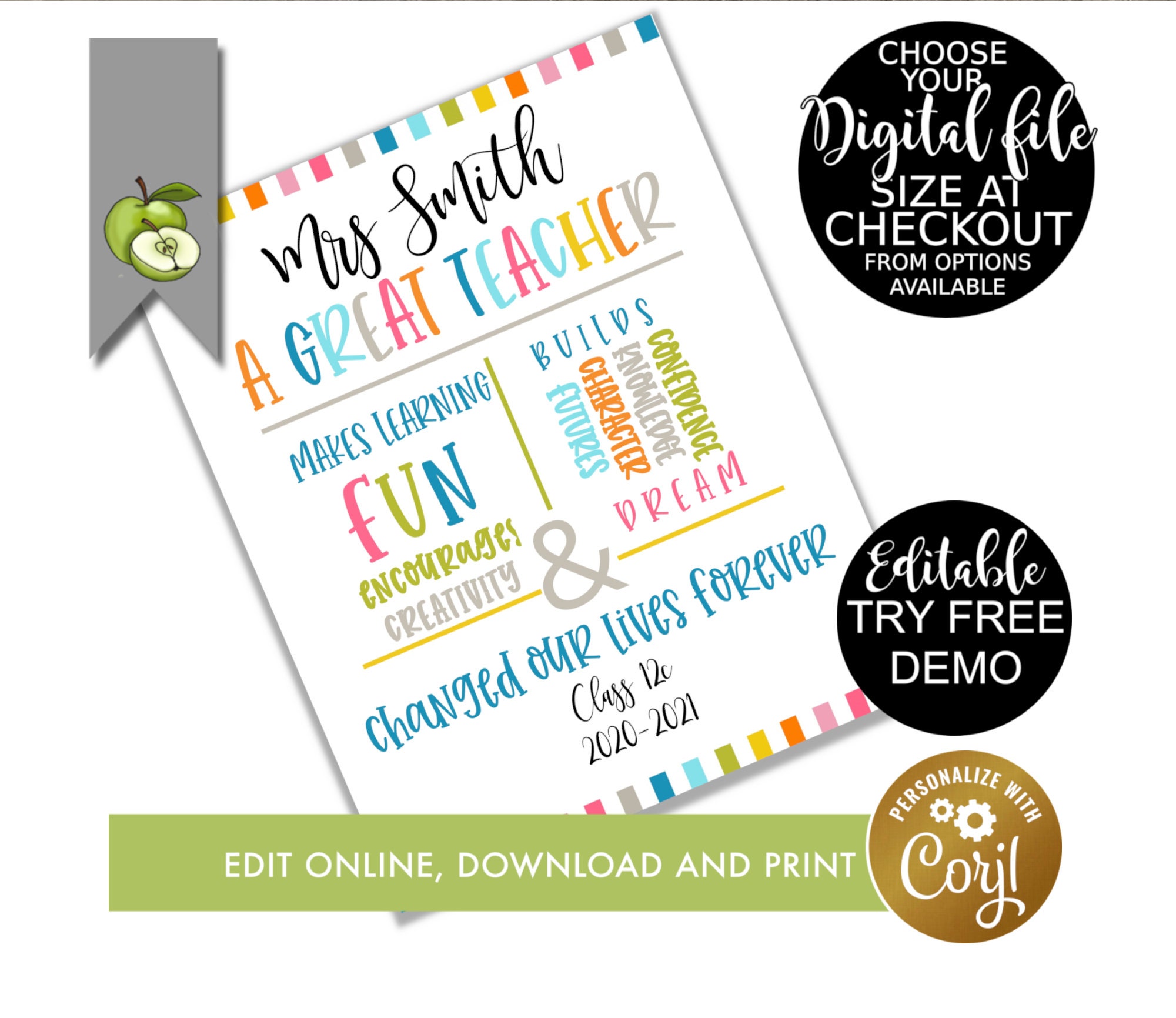 Editable Teacher Appreciation Gift a Great Teacher Printable - Etsy UK