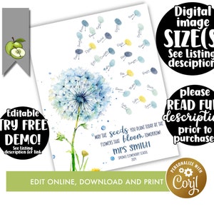 Editable Dandelion Teacher Appreciation Gift, Personalized Gift From ...