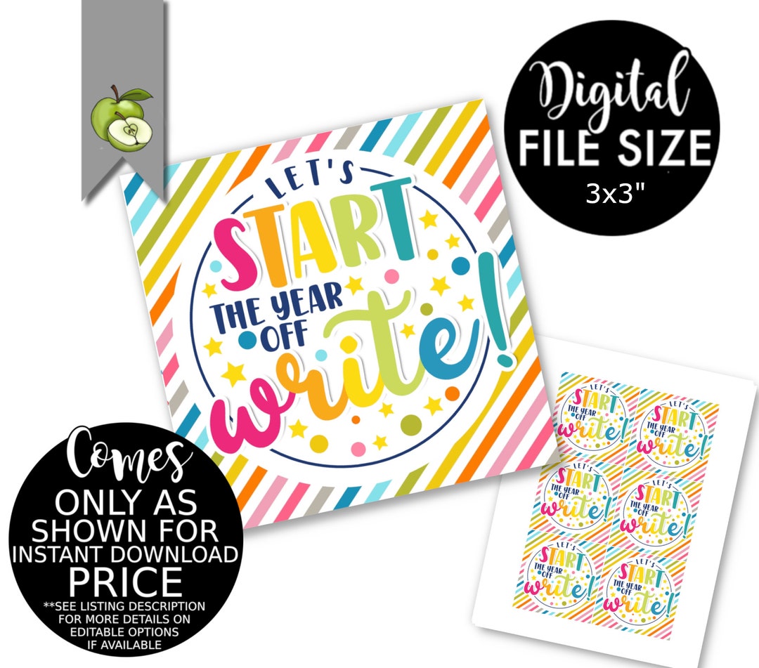 Let's Start the Year Write, Back to School Pencil Favor Gift Tag, Pen ...