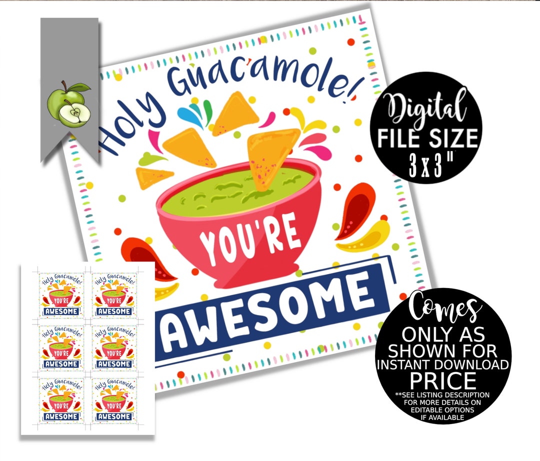 Holy Guacamole Teacher Gift Tag, Staff Appreciation Thank You ...