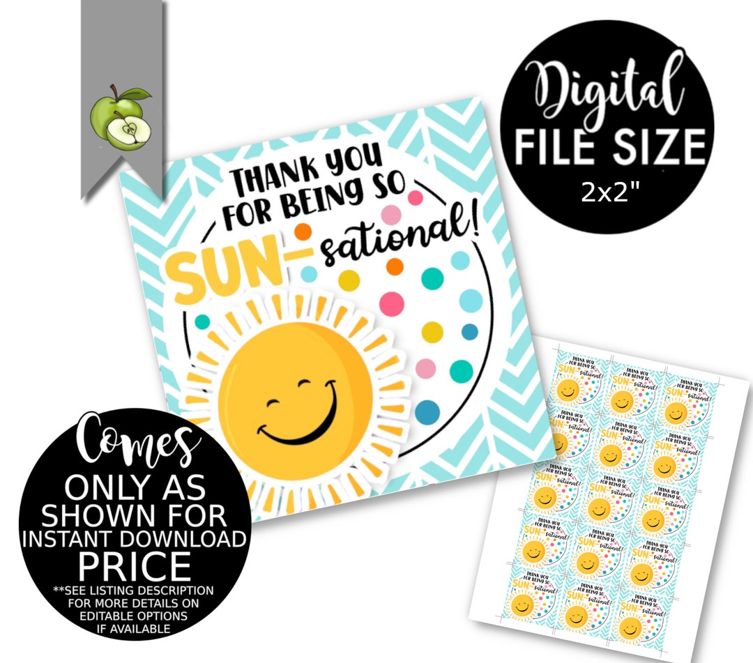 Sun-sational Printable Gift Tags: Thank You Teachers End-of-year Beach ...