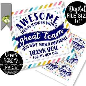 Great Team Staff Appreciation Gift Tag, Great Team, Thank You Staff ...