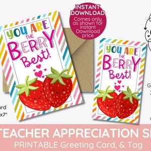 You Are the Berry Best, Thank You Gift Tag and Card Set, Strawberry ...