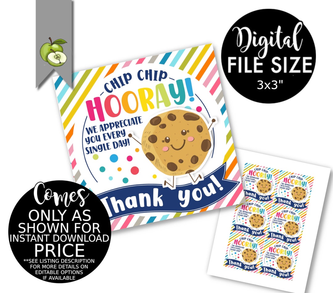 Chip Chip Hooray Printable Gift Tag, Teacher Appreciation, Nurse ...