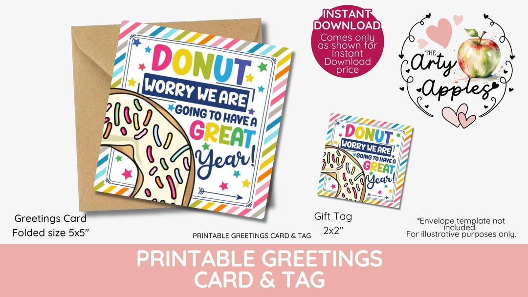 Donut Worry Printable Gift Tag & Card, Back to School New Class Student ...
