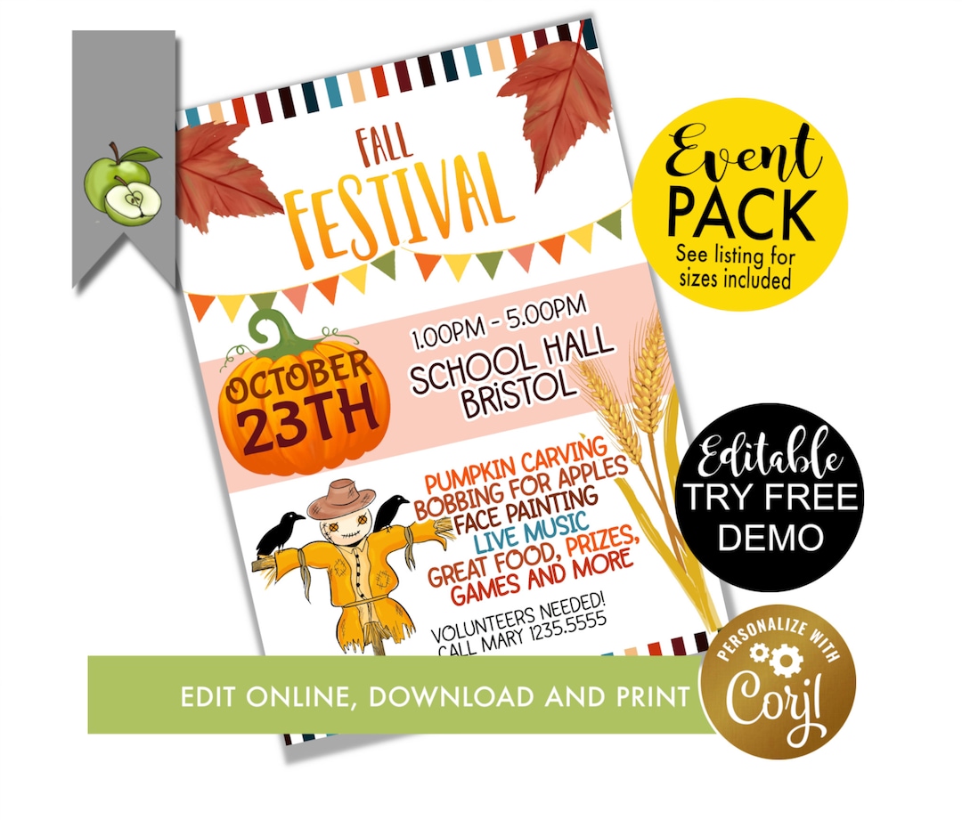 Editable Fall Festival Poster Editable Fall Flyer Template - Etsy