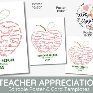 Editable Teacher Word Art Apple With Kids Names, Editable Apple for ...