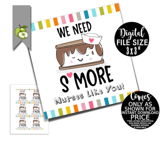 We Need S'more Nurses Like You Gift Tag Nurse Smore Tag - Etsy