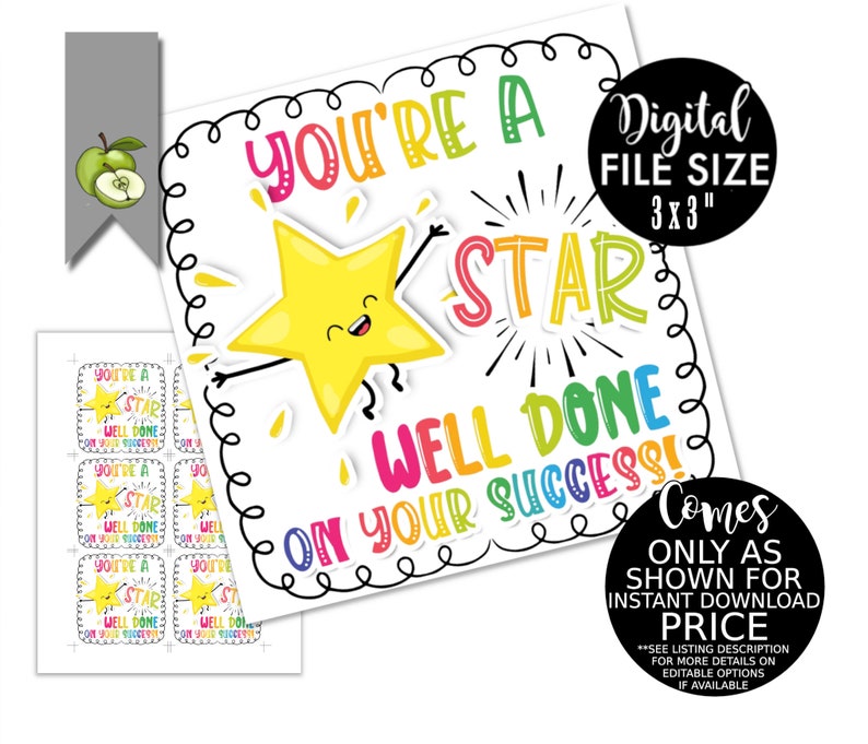You're a Star Gift Tag Success Staff Volunteers Team - Etsy