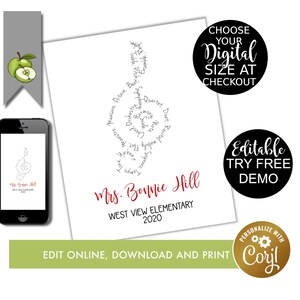 Editable Music Teacher Appreciation template Thank you sheet | Etsy