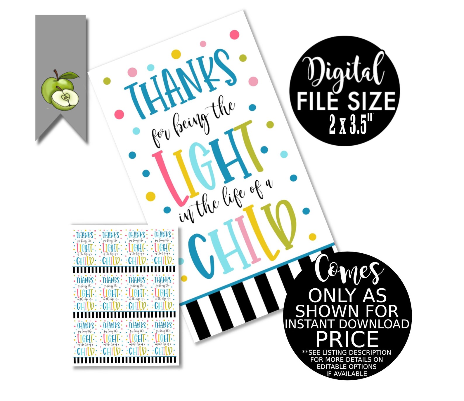 Thanks for Being the Light in the Life of a Child Candle Tag | Etsy