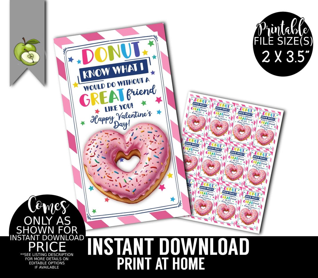 Donut Valentine's Day Tags | School Valentines Tag | Valentine's Day ...