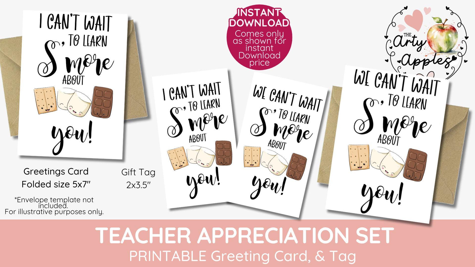 S'more Teacher Gift Tag & Card, Printable Appreciation Set (instant ...