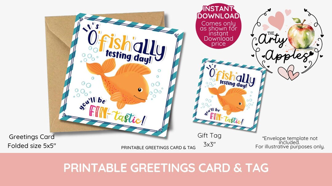 Goldfish Printable Gift Tag, It's O’fish’ally Testing Day, Class ...