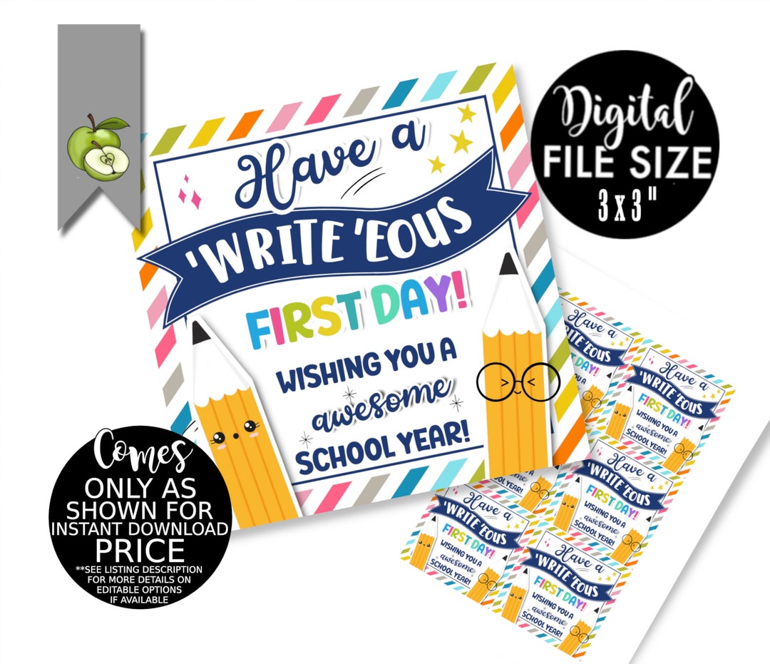 Back to School Printable Gift Tag for Teachers and Students Instant ...